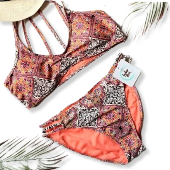 Indigo Rein | Swim | Indigo Rein Bikini Boho Coral Floral Strappy ...